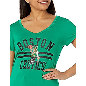 Ultra Game NBA Boston Celtics Womens Box Out Varsity Stripe Tee Shirt, Team Color, Medium