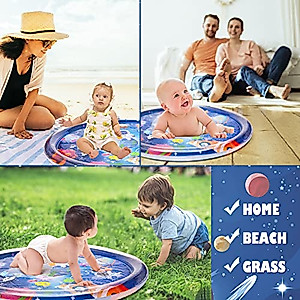 AURUZA Inflatable Tummy Time Water Mat - Large Baby Water Play Mat Have More Space for Movement, Tummy Time Toys for 6 to 12 Months Promote Baby Development, Cute Baby Gifts for Boy&Girl