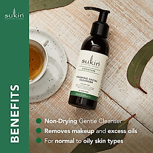Sukin Foaming Facial Cleanser Pump, Gentle Gel Cleanser with Green Tea, Aloe Vera & Chamomile to Purify, Soothe & Tighten Skin, 4.23 Fl Oz