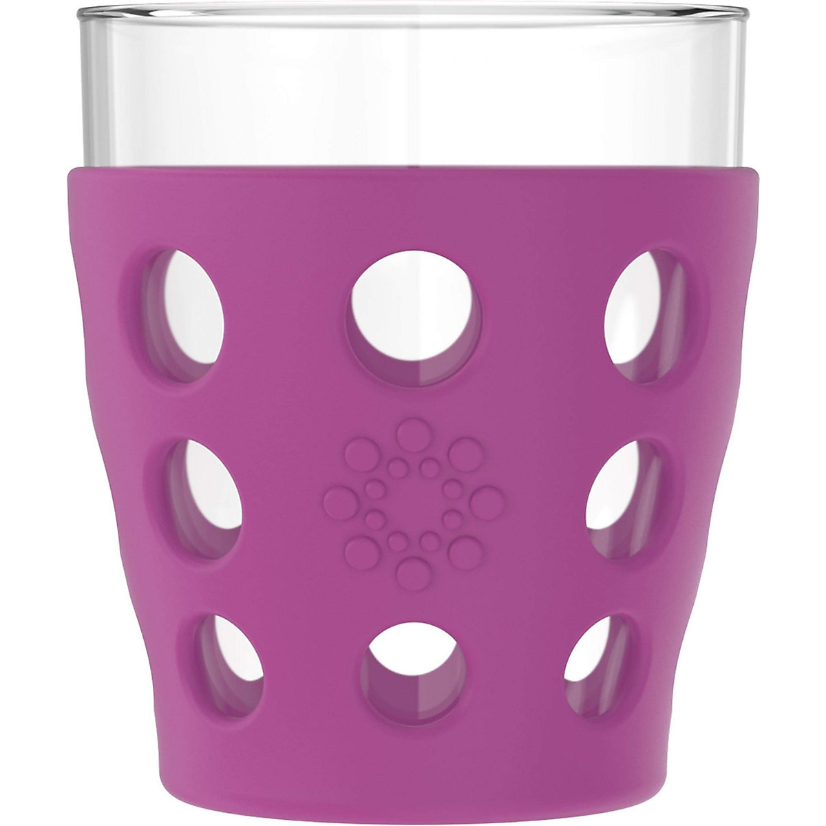 Lifefactory 10-Ounce BPA-Free Indoor/Outdoor Protective Silicone Sleeve Beverage Glass, 4 Count (Pack of 1), Orange, Grass Green, Cobalt, Huckleberry