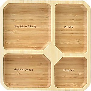 La Boos Square Dish Healthy Separation Plates, Cereals, Cegetables, Protein, Keep Health Ratio Per Meal, Lunch Plate, Dinner Dish (Square Dish)