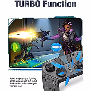 COWBOX 【2021 Upgraded Version】 Wireless P4 Controller with 3 Programmable Back Buttons and 1 Sensitivity-Control Back Button, Game Controller Remote with Turbo/Gyro/HD Dual Vibration/Touch Panel/LED