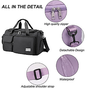 ZHIERNA Travel Duffle Bag With Shoes Compartment, Sports Gym Bag Weekender Bags for Women(Black)