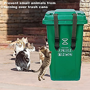 Bylion 2 Pack Trash Can Lid Lock, Outdoor Garbage Can Locks for Animals Proof Universal Lid Lock Stretchable Elastic Strap to Prevent Rust Trash Can Locks for Animals, Squirrels, Dogs, Raccoons