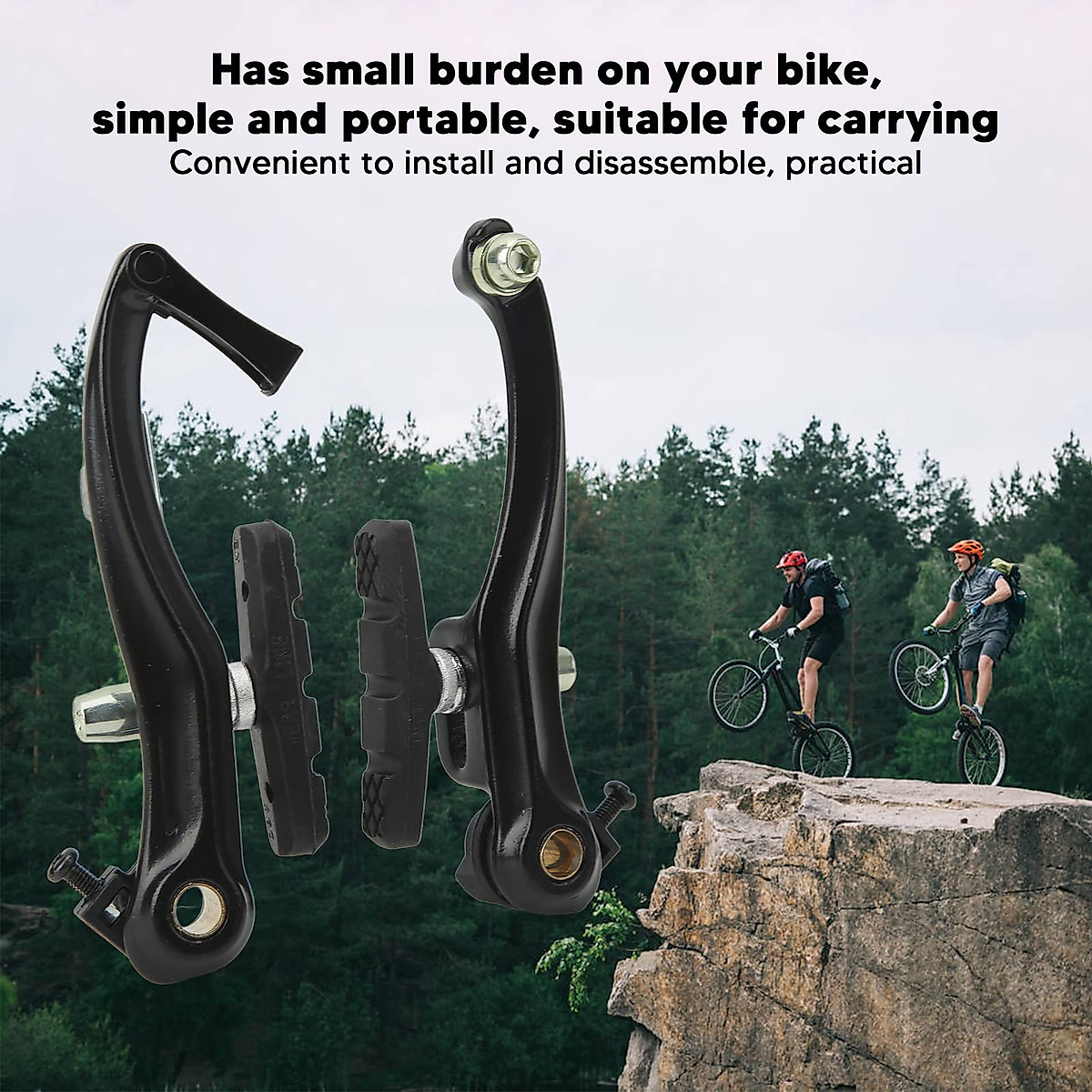 1 Pair Bike brake, Aluminum Alloy Black Bike V Brake Set, Front Brake Rear Brake Universal Mountain Bike Replacement for Most Bicycle,Road Bike Brakes Cables