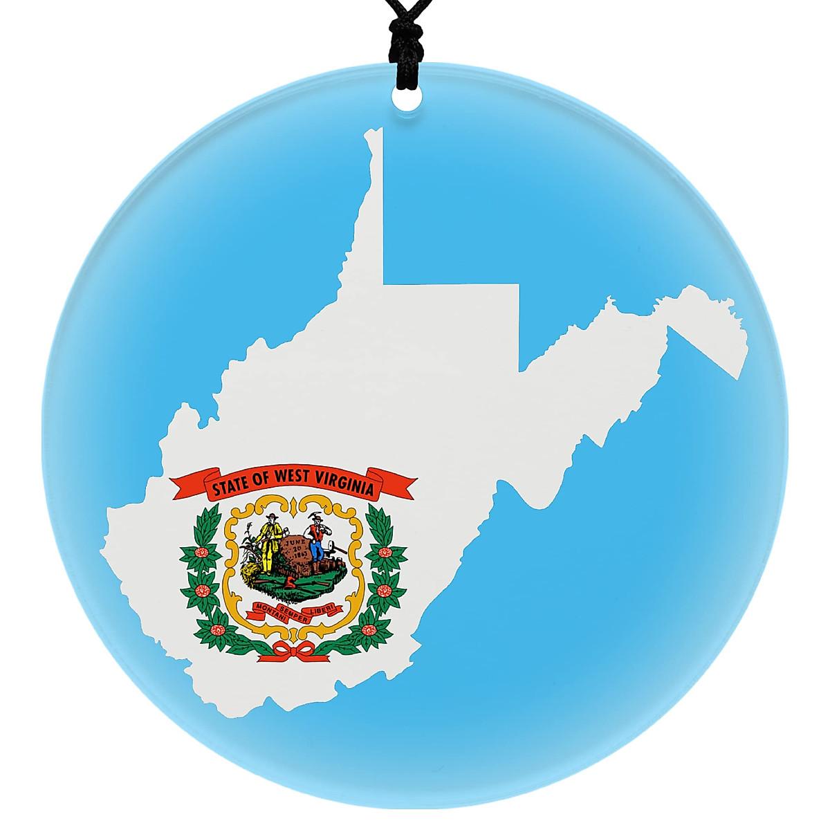 West Virginia Christmas Ornament - Frosted Edge Design Featuring State Flag and Map Composite Graphic - 2025 Acrylic Tree Decoration - Holiday Gift and Home Decor