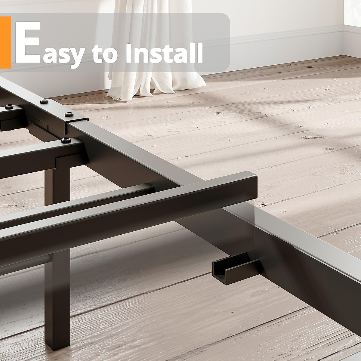 LIKIMIO Queen Bed Frame, Storage Headboard with Charging Station, Solid and Stable, Noise Free, No Box Spring Needed, Easy Assembly (Walnut and Beige)