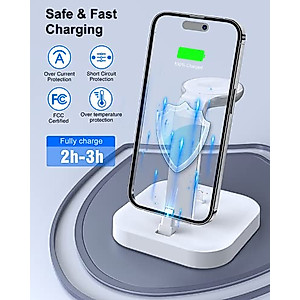 Charging Station for Multiple Devices - ADADPU 3 in 1 Wireless Charger Stand for Apple Watch Series 8/7/6/5/4/3/2/SE Phone Charging Dock for AirPods iPhone 14/13/12/11 Pro X Max XS XR 8 7 Plus