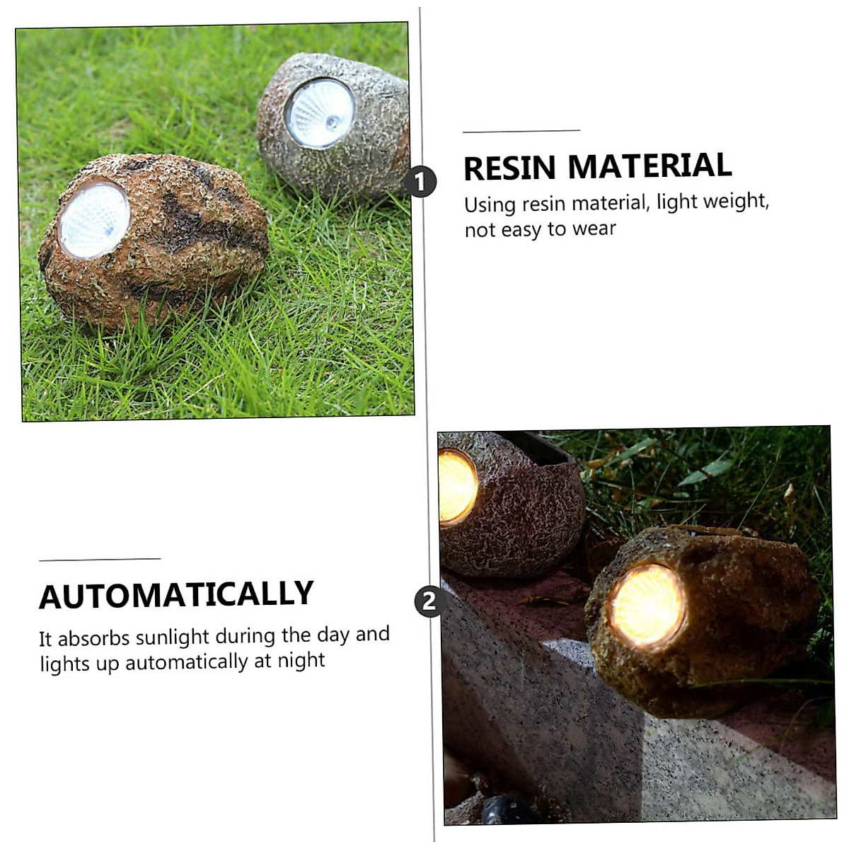 Uonlytech LED Imitation Stone Garden Light Waterproof Solar Outdoor Light Night Decorative for Garden Pathway