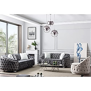 BEYAN Bursa Love Seats, Loveseat, Gray Velvet