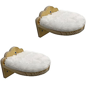 Megidok Solid Wood Cat Shelves Steps 2 Pack, Widen Cat Climbing Steps Wall Mounted Cat Furniture, Cat Perches for Wall, Cat Walkways Indoor, 8x7.5x6 inches