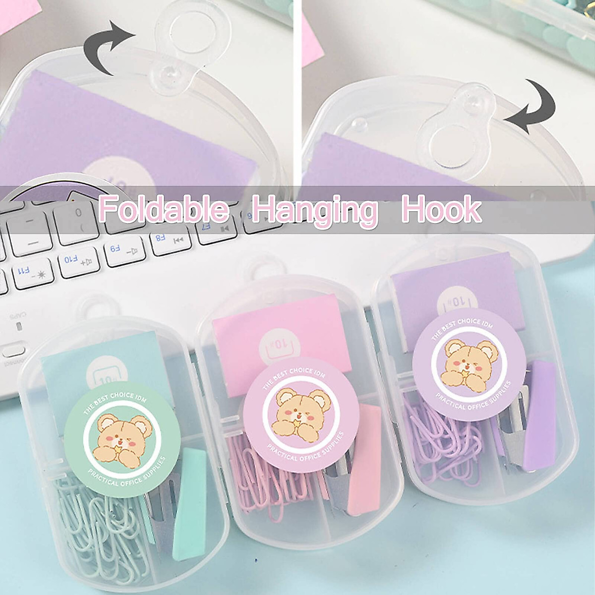 Simonhomes Mini Stapler, small stapler with 100 PCS Staples, Purple Stapler Stationery Set with 20 PCS Clips for Office School Home, 10 Sheets Capacity