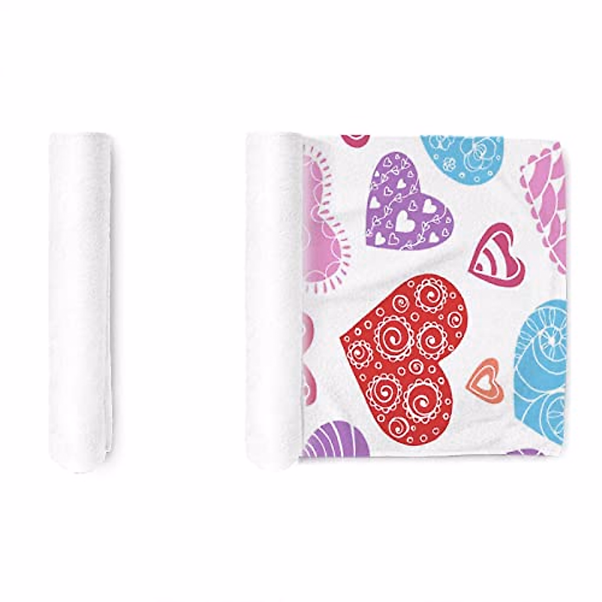 My Little Nest Doodle Boho Hearts Colorful Hand Towels Soft Bath Towel Absorbent Kitchen Fingertip Towel Quick Dry Guest Towels for Bathroom Gym Spa Hotel and Bar 30 x 15 Inch