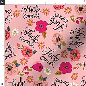 Spoonflower Fabric - Small Cancer Pink Flowers Floral Content Printed on Petal Signature Cotton Fabric by The Yard - Sewing Quilting Apparel Crafts Decor