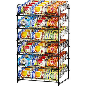 Simple Trending Can Rack Organizer, Stackable Can Storage Dispenser Holds up to 36 Cans for Kitchen Cabinet or Pantry, Black
