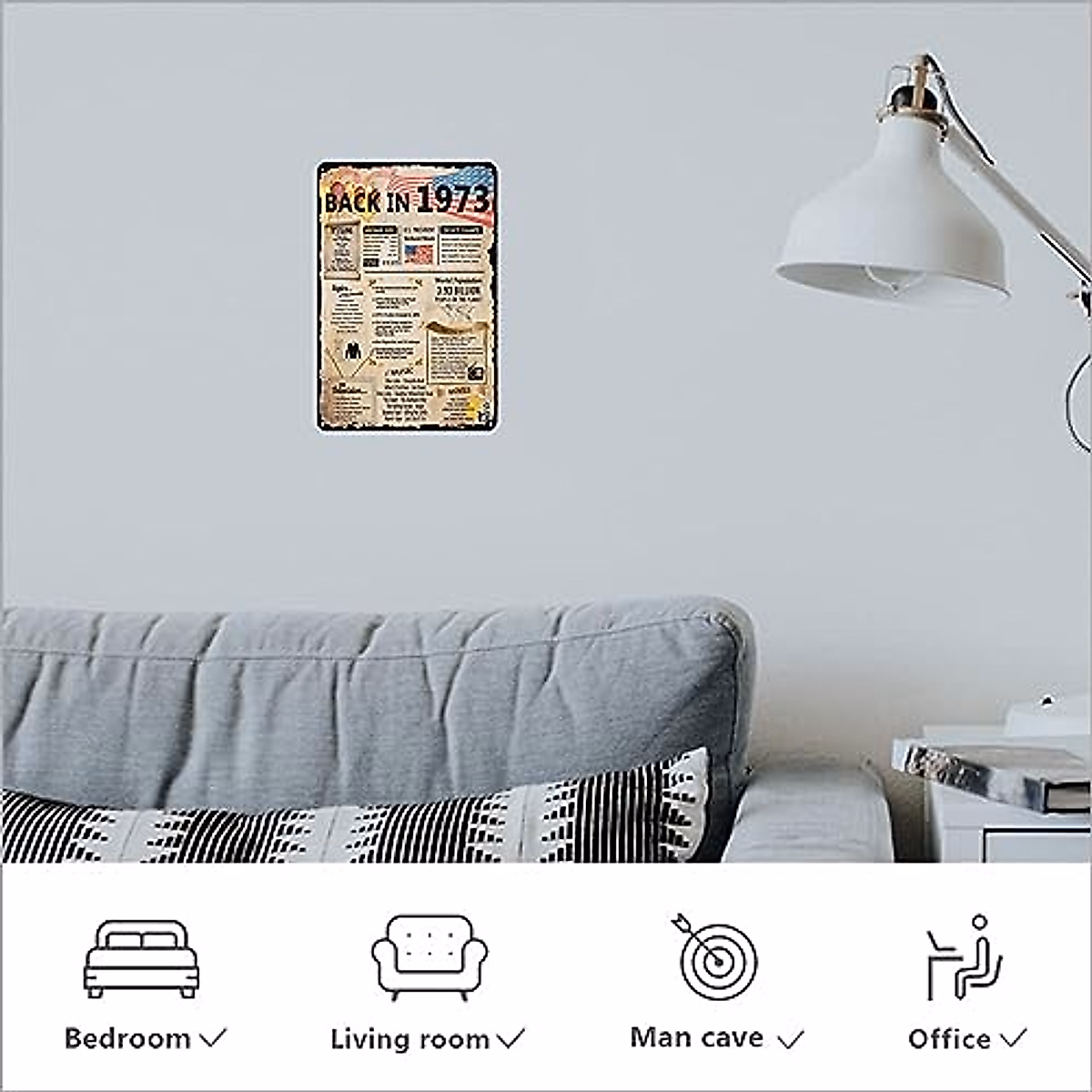 Fancesca Decor 50th Birthday Anniversary Decoration 1973 Sign for Women Men,Back in 1973 Tin Sign Party Supplies for Grandma,Grandpa, 12x8 Inches Aluminum Metal Signs (Back in 1973)