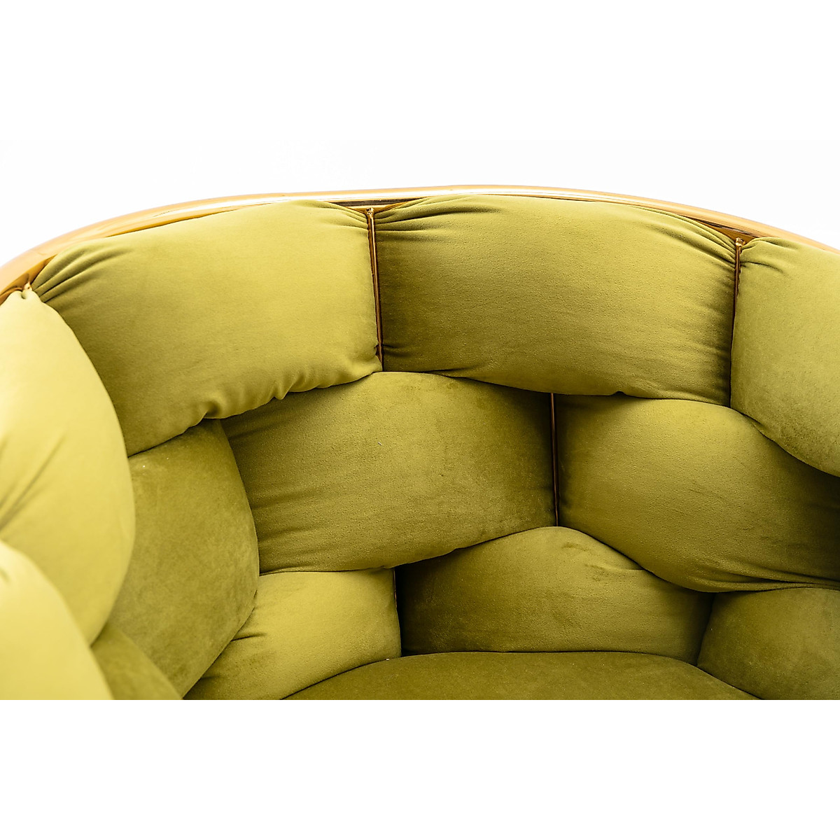 INMOZATA Velvet Accent Chair Set of 2, Comfy Living Room Chair Bedroom Furniture Decore, Single Sofa Chair with Gold Legs Tufted Back Armchair Arm Chair for Vanity Dining Room Chair,Olive Green