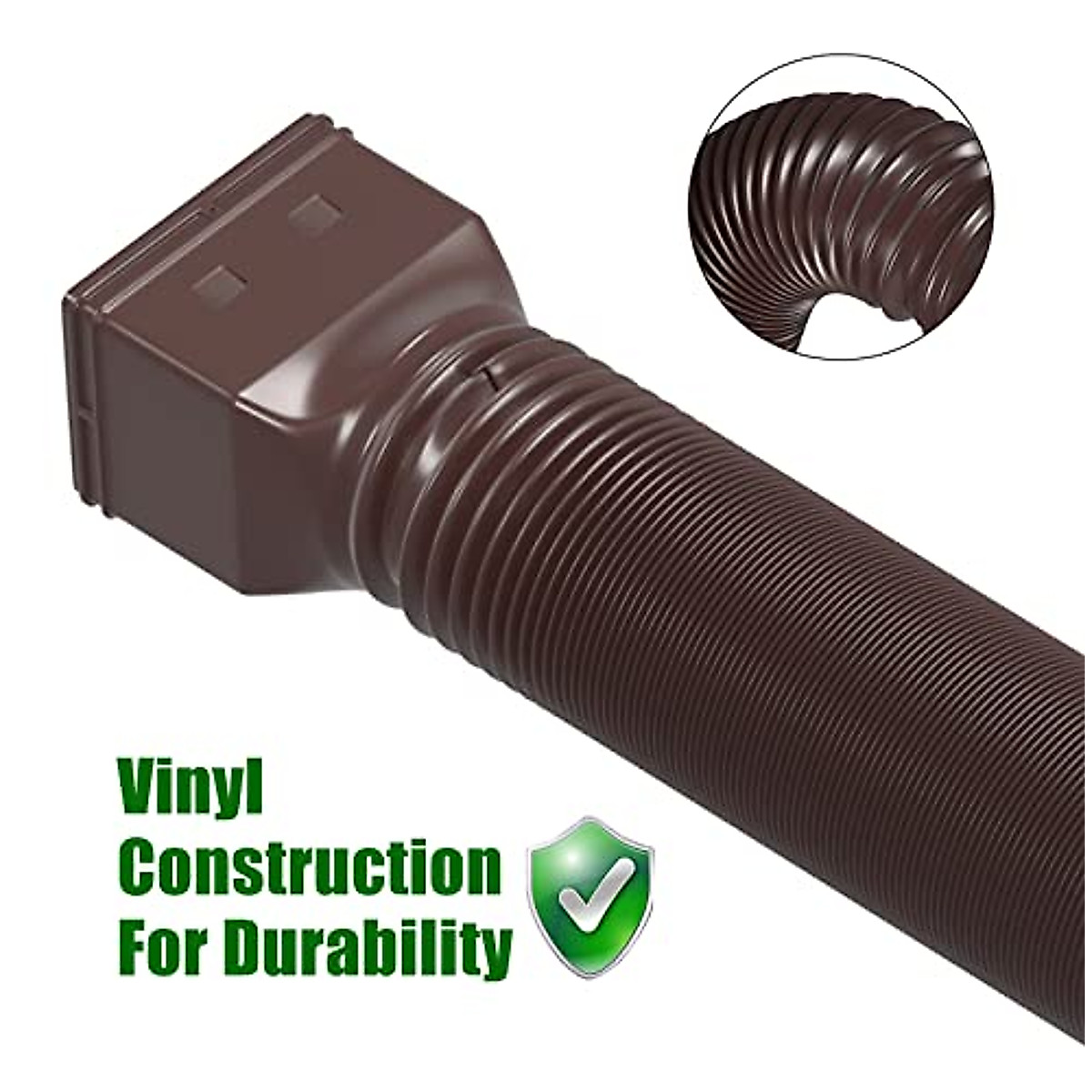 YOTODY Rain Gutter Downspout Extensions Flexible,Down Spout Drain Extender Diverter Extendable from 21 to 60 in,Screws for Included (Brown)