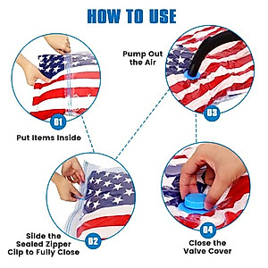 Vacuum Storage Bags 4 Pack (XXL), 40"x51" Compression Storage Bags with Double-Zip Seal and Triple Seal Valve, 80% More Space Saver Bags for Clothes, Blankets, Pillows-Warranty 2 Years