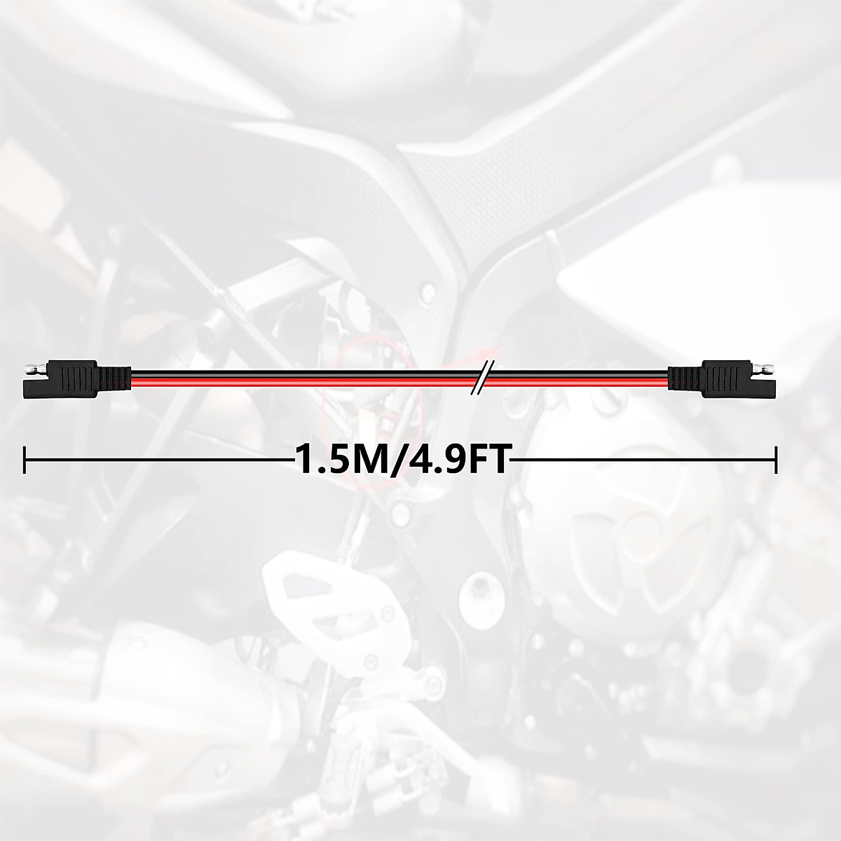 YACSEJAO SAE to SAE Extension Cable 4.9 Feet 18AWG Heavy Duty Wire Harness for Solar Panel Battery Tender Motorcycle Cars Tractor and More