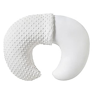 QUENESS Nursing Pillow Cover Breastfeeding Pillow Cases Minky Dot Slipcover (White)