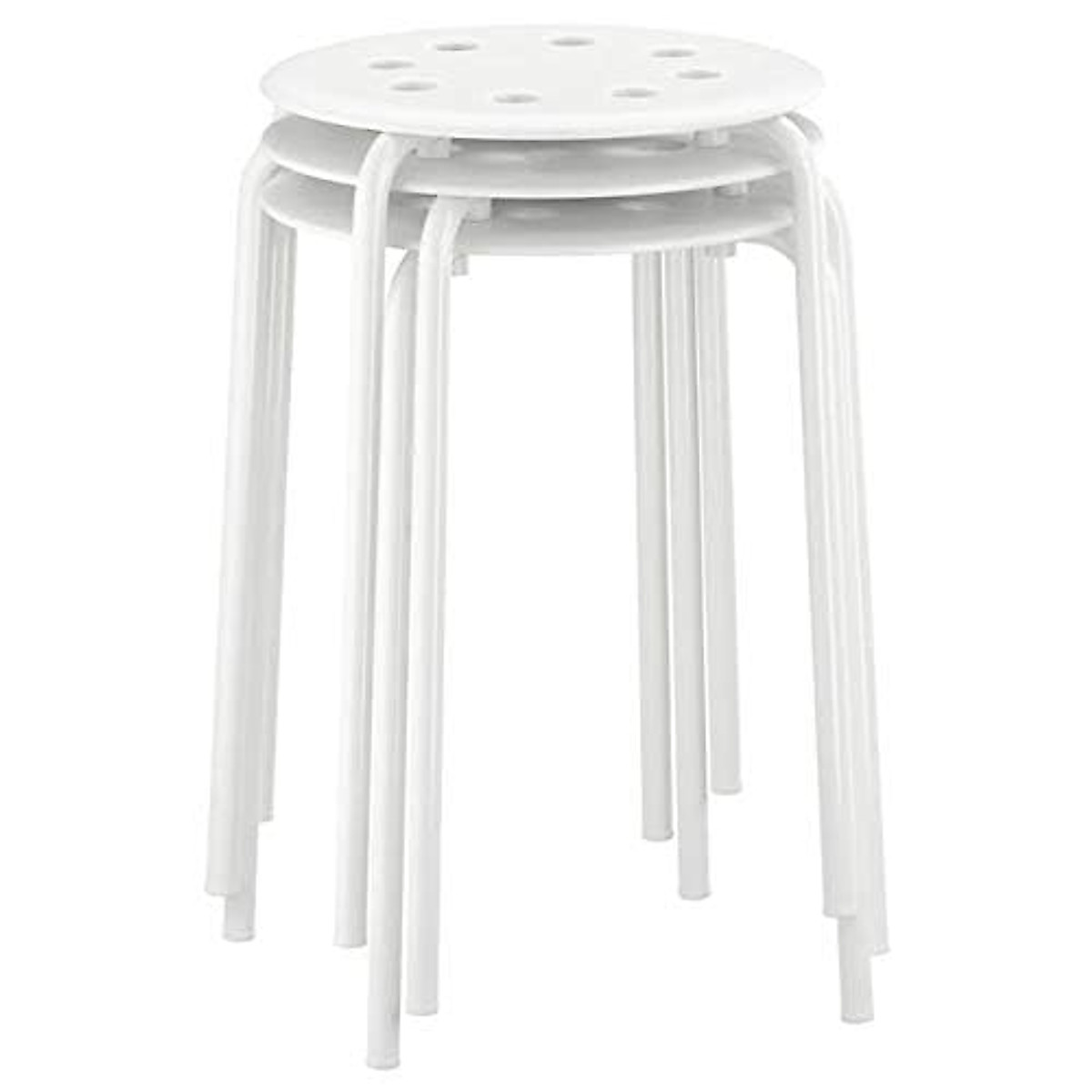 Ikea Marius Steel, Epoxy Powder Coating Stool (White), Set of 1