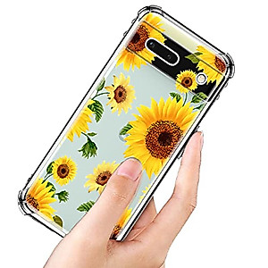 (3-Pack) for Google Pixel 6a Case, Soft Clear TPU [Scratch-Resistant] Drop Silicone Bumper Protection Shockproof Phone Case Cover for Google Pixel 6a,Flower