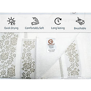 GOLD TEXTILES Fantasy Collection Premium Bathroom Towel Set Includes Bath Towel (27x54) - Hand Towel (16x30) 2 washcloths (13x13) - Perfect for Gift, Home, Hotel –Lightweight (White, Amania)