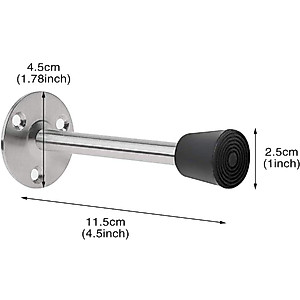 AnRui Door Stop Wall Mount 4.5Inch Door Stopper 201 Stainless Steel Doorstop Protective Door and Wall Rubber Tip Design Mute