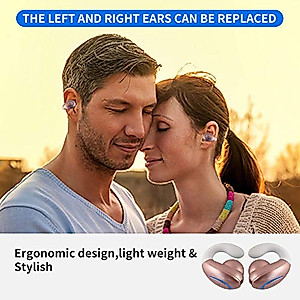 Sunffice Bluetooth Headset, Single Ear BT5.0 Ultralight Wireless Headphone Cell Phone Earpiece Ear Clip with Mic, Noise Canceling Handsfree Driving Earbud for iPhone, Android,Samsung Smartphone(Pink)