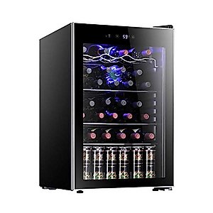 Antarctic Star 36 Bottle Wine Cooler/Cabinet BeverageRefrigerator Small Mini Wine Cellar Beer Soda Bar Fridge Quiet Operation Compressor Adjust Temperature Freestanding Black