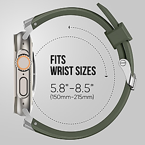 Suitisbest Sport Band for Apple Watch Ultra 2/Apple Watch Ultra Bands 49mm 45mm 44mm 42mm, Wide Rugged 316L Stainless Steel Connector Durable Silicone Band for iWatch Ultra 9 8 7 6 5 4 3 SE
