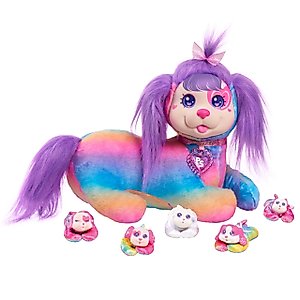 Puppy Surprise 10-inch Small Cherry Plush Stuffed Animal Dog with Puppies, Plushies, Kids Toys for Ages 3 Up by Just Play