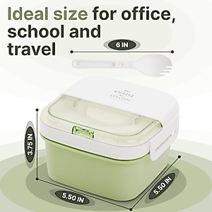 Bento Lunch Box For Adults Kids, 1100 Ml Bento Box Container With 2 Floors 3 Compartments, Leak-proof Sauce Container, Spork, Ideal Salad Container For Lunch For School, Office, Travel, Green