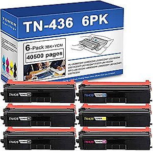 LKKJ (3BK+1Y+1C+1M) 6 Pack TN-436BK TN-436Y TN-436C TN-436M Super High Yield Toner Cartridge Replacement for Brother TN436 HL-L8260CDW L8360CDW L8360CDWT MFC-L8900CDW Printer Toner.