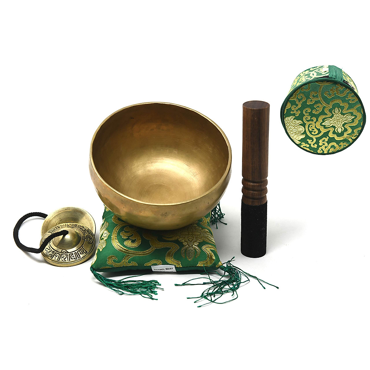 5.5" Superb Crown Chakra Tibetan Singing Bowl for Meditation, Sound Healing, Yoga & Sound Therapy. Made of 7 metals. Cushion Suede Leather Wooden Mallet, Box & Tingsha Included ~Nepal by Thamelmart.