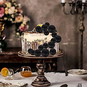 24 PCS Balls Cake Toppers Glitter Ball Cake Picks Foam Ball Shaped Cupcake Toppers Mini Balloons Baby Shower Cake Decorations for Wedding Enaggement Bridal Shower Birthday Party Supplies Black