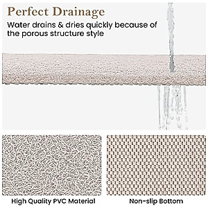 Shower Mat Bathtub Mat Non-Slip,24x16 inch, Soft Tub Mat with Drain,PVC Loofah Bath Mat (Phthalate Free) for Tub and Bathroom,Quick Drying,White