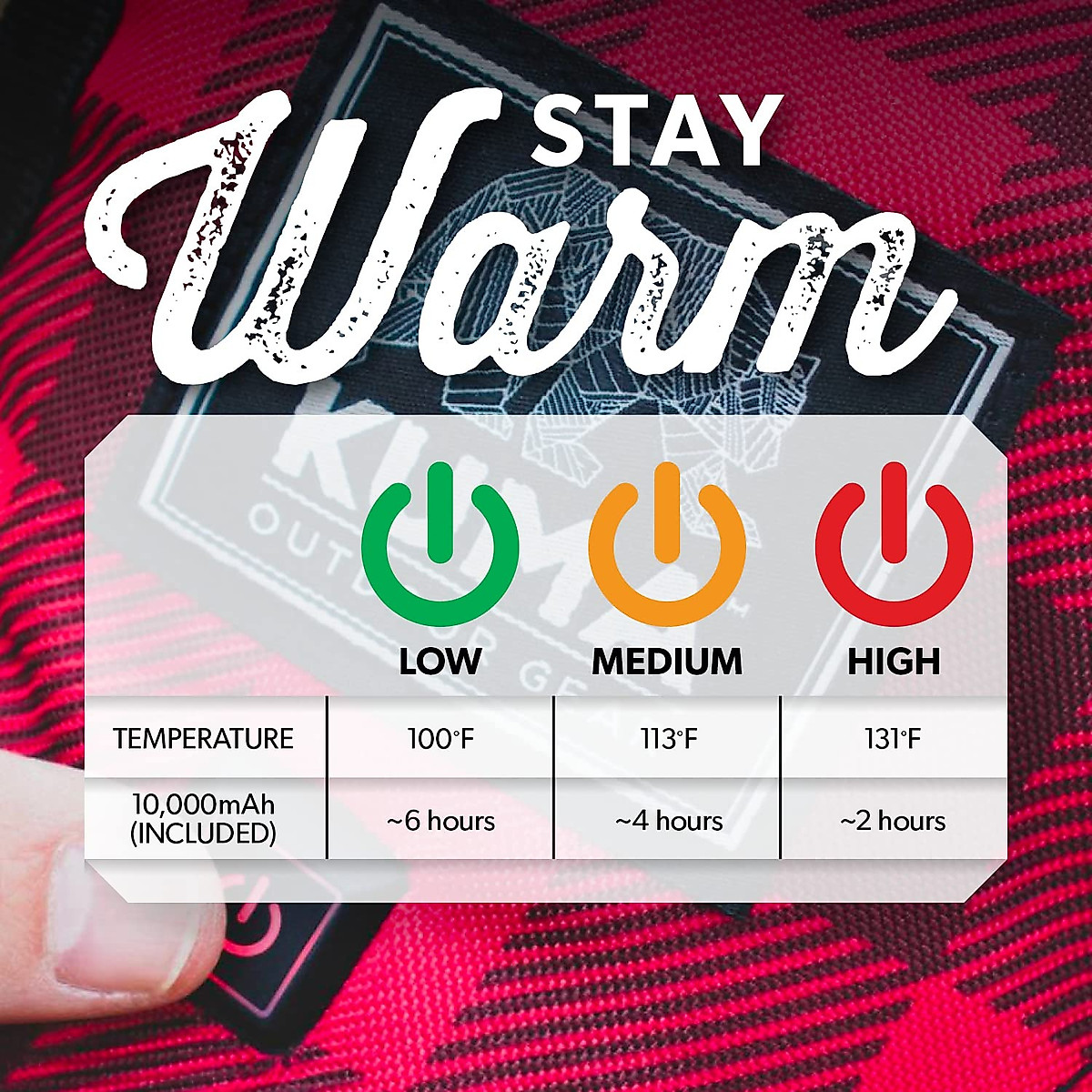 Kuma Outdoor Gear Bear Buddy Heated Chair, 39D x 10W x 10H Inch, Red/Black