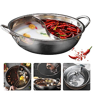 Gdrasuya10 Shabu Hot Pot, 12" Stainless Steel Pot Dual Site Divider with Glass Lid for 2-5 People