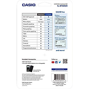 Casio fx-9750GIII, Standard Graphing Calculator, Python and Natural Text Book Display, Black