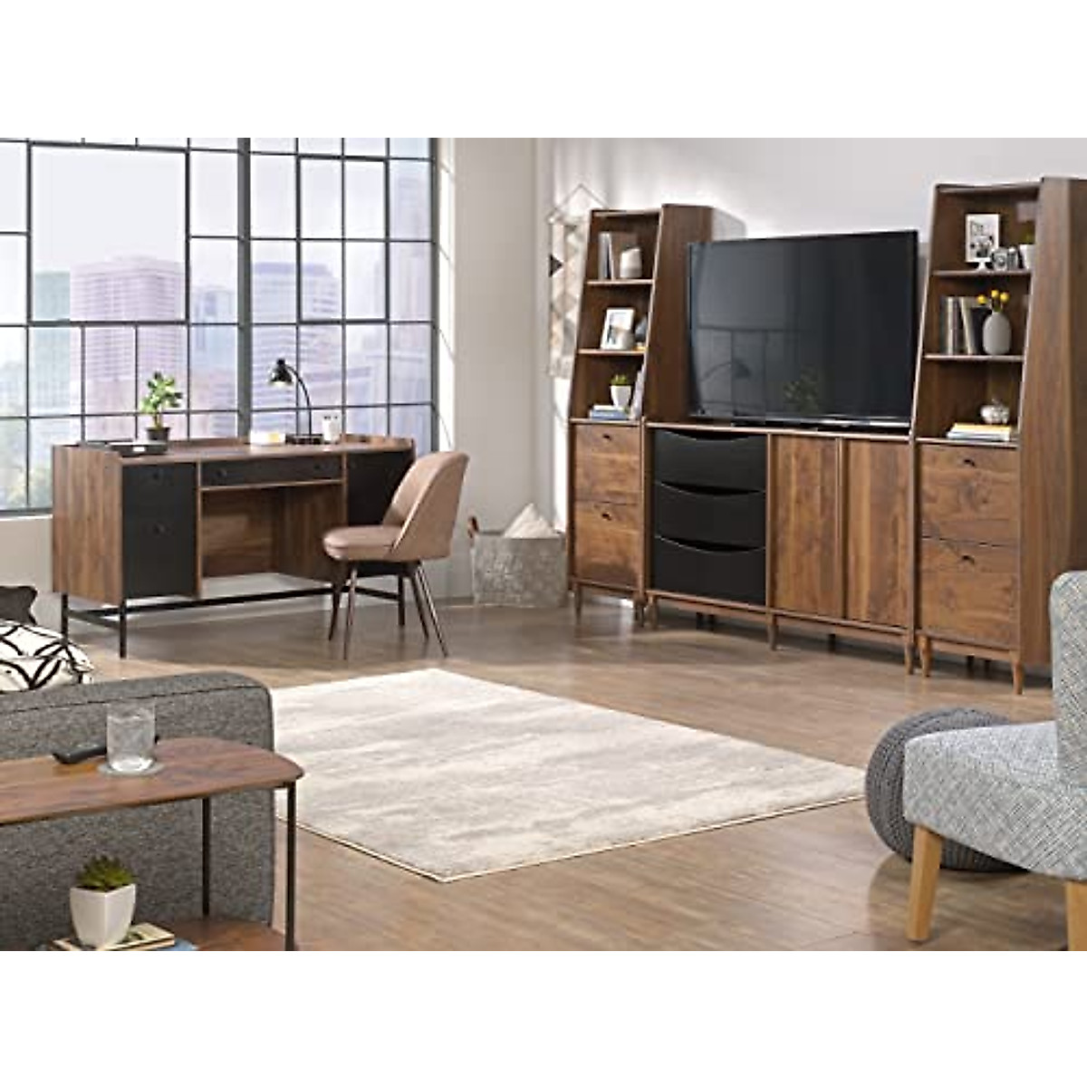 Sauder 2 tier Harvey Park Narrow Bookcase, Grand Walnut finish