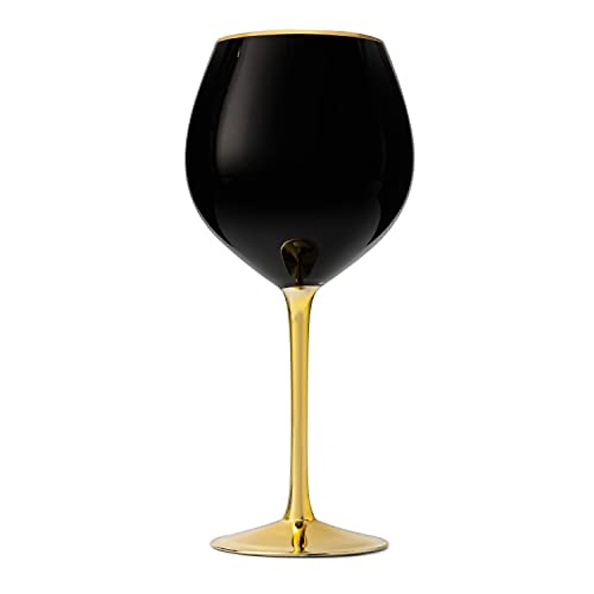 The Wine Savant Set of 4 Black Wine Glasses Gold Stemmed 14 oz Gold Rim Wine Glasses, Black Colored Wine Glasses Luxury Wine Glassware Wine Tasting, Wedding Gift, Anniversary, Birthday