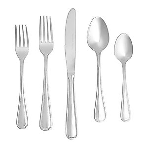 Amazon Basics 20-Piece Stainless Steel Crown Flatware Set, Service for 4, Silver