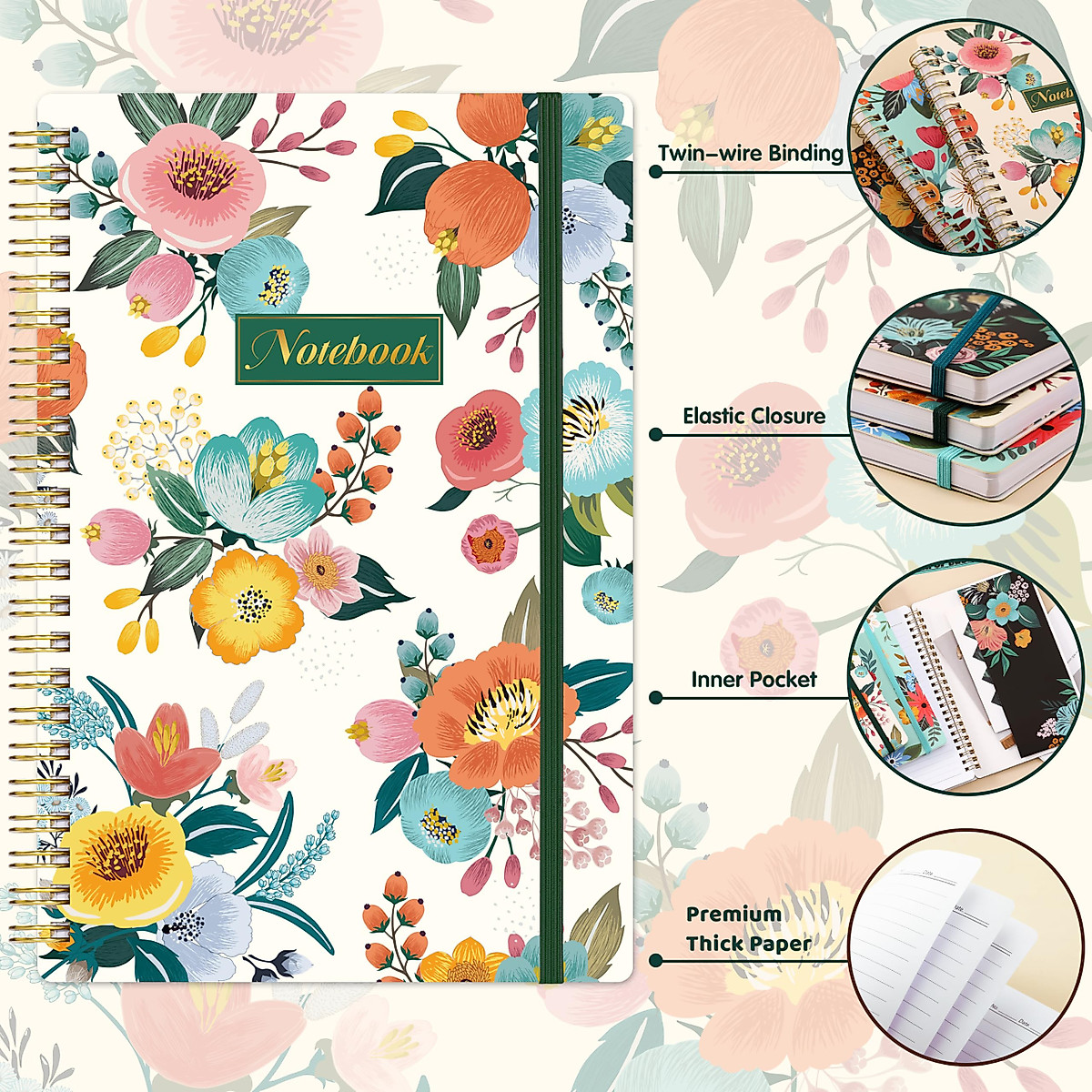 Notebook - 3 Pack A5 Lined Journal Notebooks, 8.3'' x 6'' Spiral Notebook, Journal Notebook with Thick Paper, Classic College Ruled Notebooks for Office, School Supplies