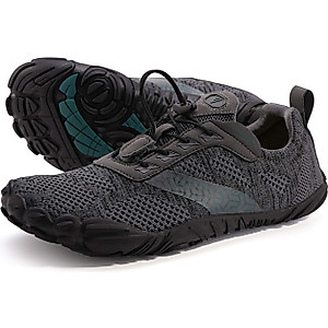WHITIN Men's Trail Running Shoes Minimalist Barefoot Fingers Wide Toe Box Size 7.5 Gym Workout Fitness Zero Drop Minimus Hiking FiveFingers Grey 40