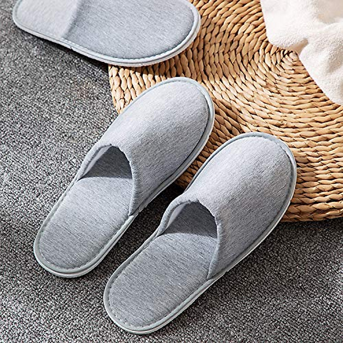 Rocutus 2 Pair Disposable Slippers,Disposable Slippers Bulk Guest Slippers,Travel Portable Polyester-cotton Slippers Home Interior Slippers Hotel Special Anti-skid Shoes Cotton Trailer