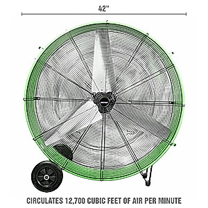 OEMTOOLS OEM24879 42" Direct-Drive Barrel Fan, Large Industrial Fan With Wheels, Metal Barrel Drum Fan, Industrial Fans, High Velocity Shop Fan For Garage, Commercial Fans for Warehouse, Fan On Wheels