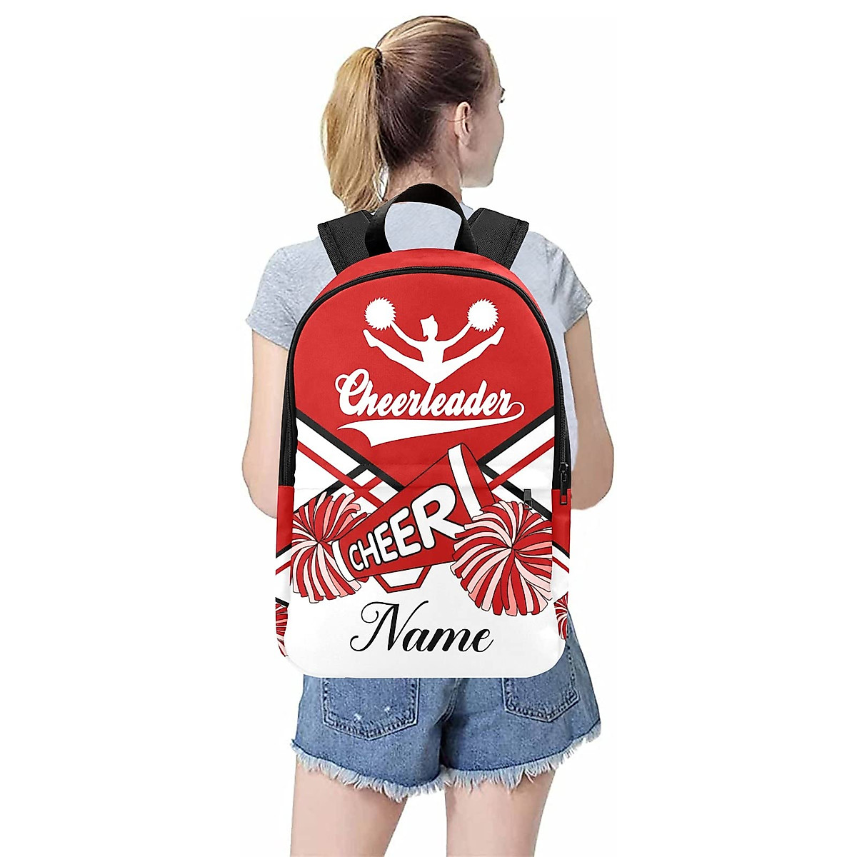 zaaprintblanket Personalized Cheerleader Cheer White Red Backpack Casual Daypack Bag for Man Woman