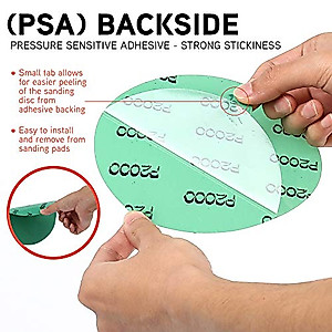 LotFancy 6 Inch PSA Sanding Discs with Tabs, 30PCS 400 600 800 1000 1500 2000 Grit Self Adhesive Wet Dry Green Film Sandpaper Assortment, Random Orbital Sander Fine Grit Sand Paper